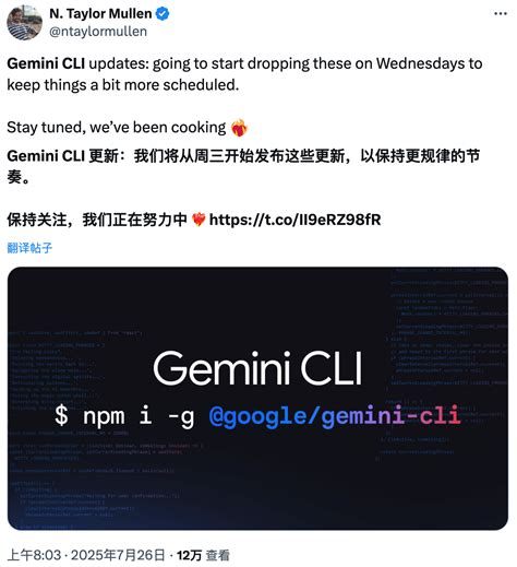谷歌 Ai 编程工具 Gemini Cli 定为每周三发布更新 Oschina 中文开源技术交流社区