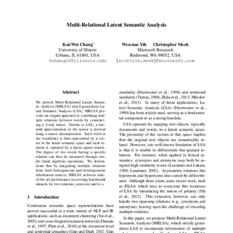 Multi Relational Latent Semantic Analysis Acl Anthology