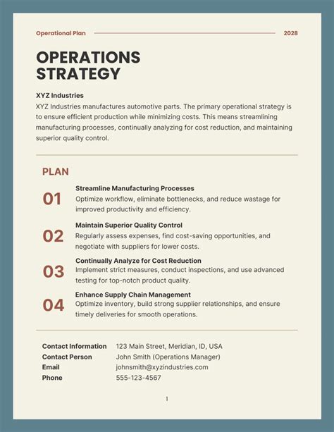 Minimalist Operational Plan Example Template Venngage