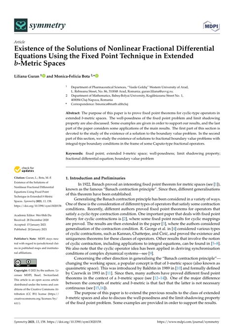 Pdf Existence Of The Solutions Of Nonlinear Fractional Differential