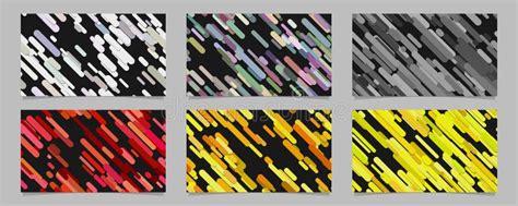 Seamless Random Rounded Diagonal Stripe Pattern Card Background Template Set Abstract Vector