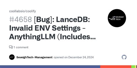 Bug LanceDB Invalid ENV Settings AnythingLLM Includes Fix Issue Coollabsio