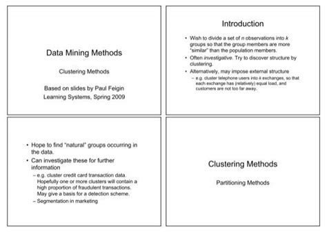 Data Mining Methods Introduction Clustering Technion Moodle