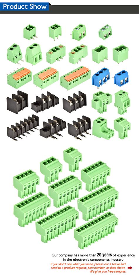 Terminal Block 3 81 5 08 7 62mm Plug In Screw Fence Spring Screwless Terminal Block Buy Plug