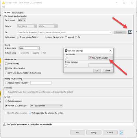 knime excel writer and variables difficults knime analytics