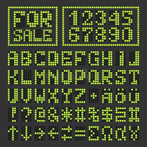 Digital Led Font Alphabet Letters And Numbers Stock Vector Illustration Of Matrix Computer