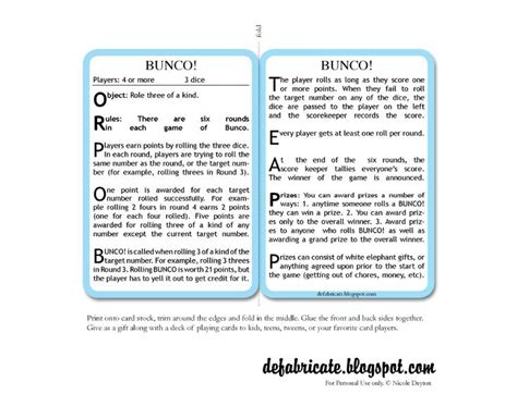 Bunco Rules For Dummies