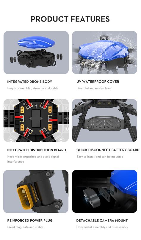 Eft Newest Drone Professional Long Distance Industrial Drone Frame E616p Can Match 4k Camera And