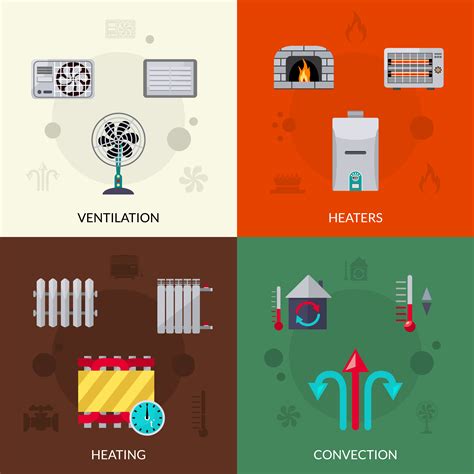 Heating Ventilation And Convection Icons Set 469410 Vector Art At Vecteezy
