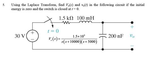 Solved Using The Laplace Transform Find V S And V T Chegg