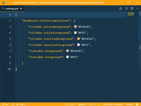 Vs Code Adding Colour Customisation To A Project Web Development Blog