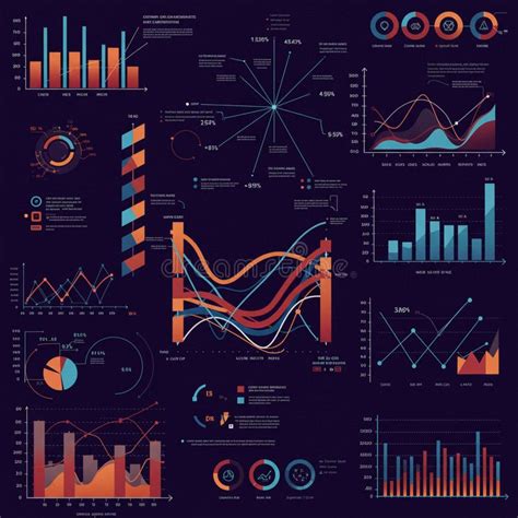Infographic With Various Data Visualizations Including Bar Charts Line