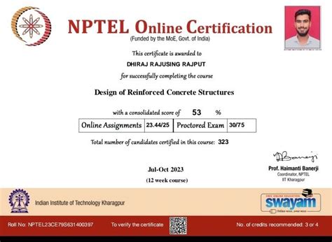 This Certificate Is Awarded To Me For Successful Completing The Course Design Of Reinforced