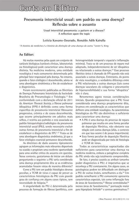 Pdf Usual Interstitial Pneumonia A Pattern Or A Disease A