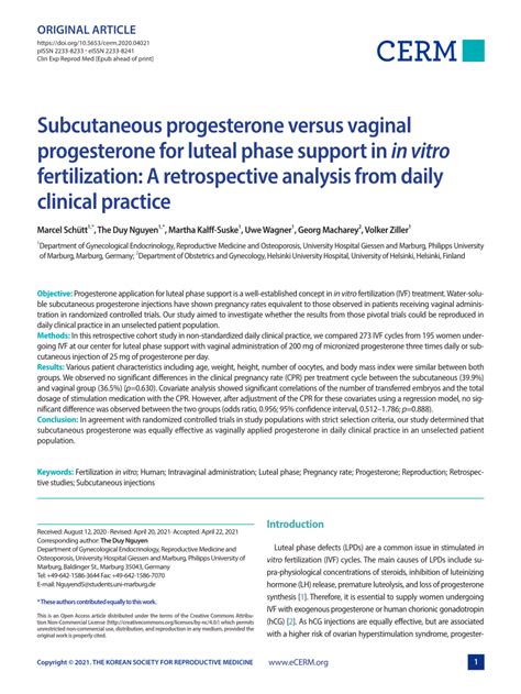 Pdf Subcutaneous Progesterone Versus Vaginal Progesterone For Luteal Phase Support In In Vitro