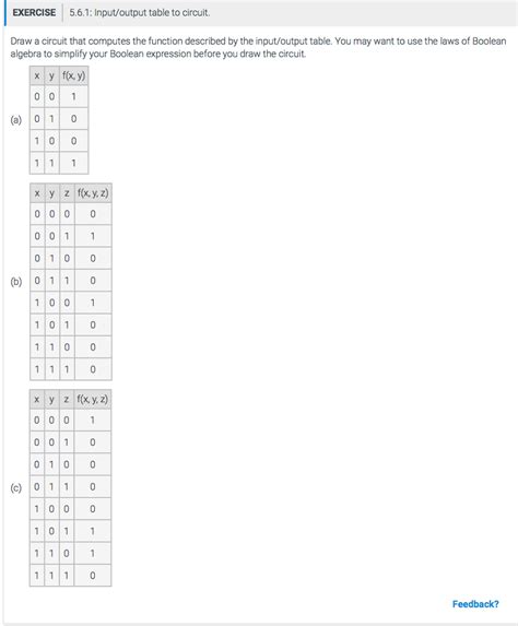 Solved EXERCISE 5 6 1 Input Output Table To Circuit Draw A Chegg Com