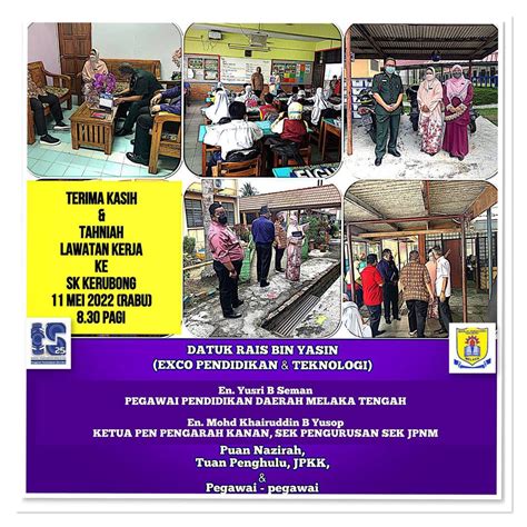 Sk Kerubong Melaka Lawatan Kerja Yb Datuk Rais Bin Yasin Exco Pendidikan And Teknologi Negeri