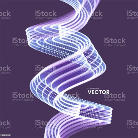 물결 모양 배경 모션 효과 함께입니다 3d 기술 스타일입니다 벡터 일러스트입니다 3차원 형태에 대한 스톡 벡터 아트 및 기타 이미지 3차원 형태 가리기 건강관리와