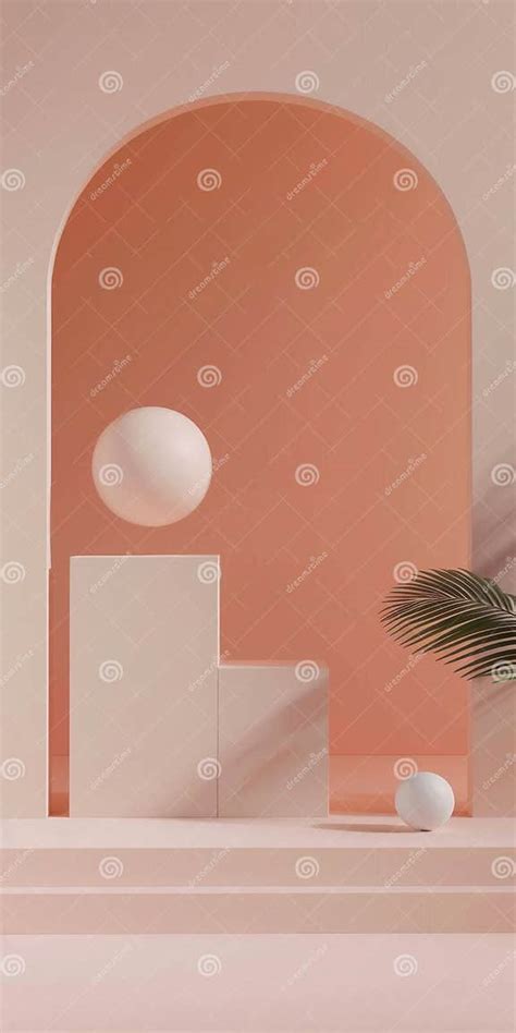 Minimalist Abstract Composition With Geometric Shapes And Soft Pastel Colors Stock Illustration