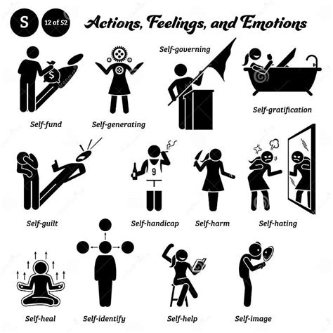 Stick Figure Human People Man Action Verb Icons Alphabet S Stock
