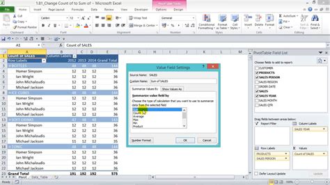excel pivot table field customization
