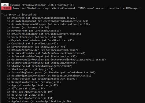 React Native Invariant Violation RequireNativeComponent RNSScreen Was Not Found In The