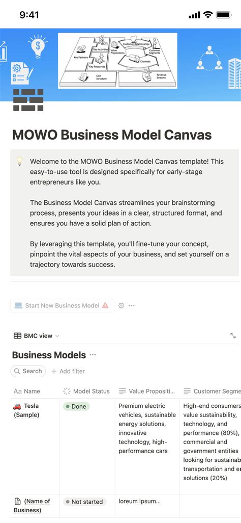 Notion Template Gallery Notion Business Model Canvas