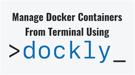 Dockly Manage Docker Containers From Terminal R Ostechnix