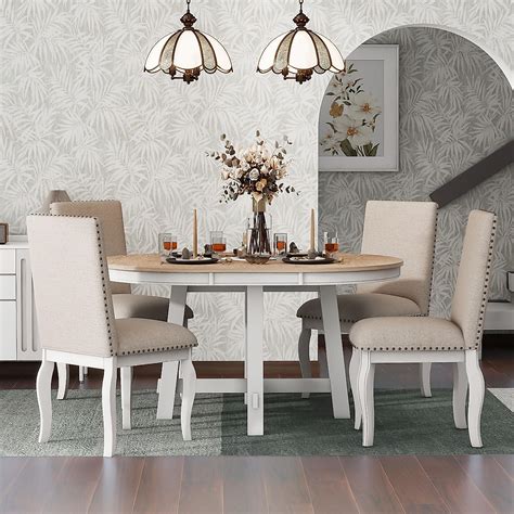 Harper And Bright Designs Farmhouse Dining Set Extendable Table And Chairs