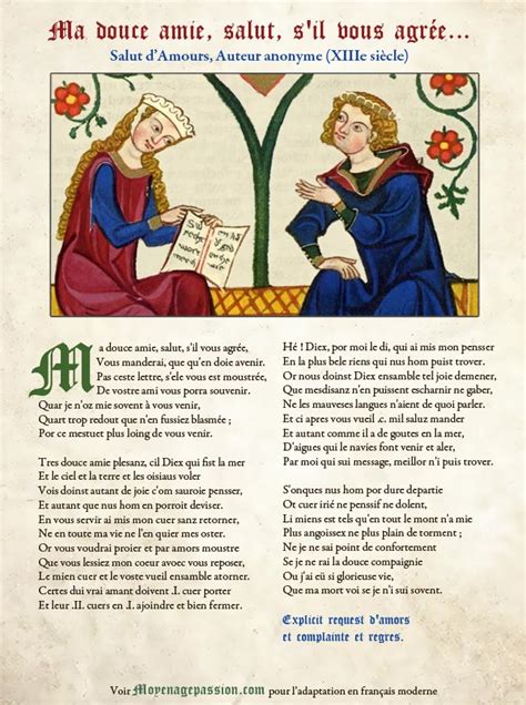 Salut D Amour Poesie Medievale Courtoise Trouveres Moyen Age Central S Moyen Âge Passion