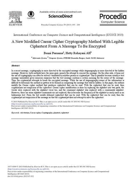 a new modified caesar cipher cryptography method w pdf cryptography