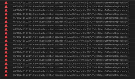 a low level exception occurred in ae adbe morphcu adobe product