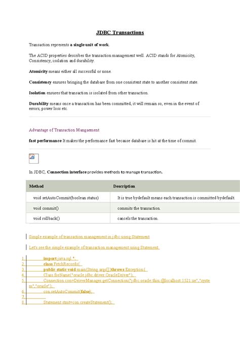 jdbc transactions handling jdbc transactions transaction represents a