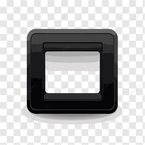 흑백 빈 버튼 벡터 흰색 배경에 기준선의 단순한 검은색 아이콘 그림자 없음 작은 프레임 중앙 Png 일러스트 및 벡터 에 대한 무료 다운로드 Pngtree