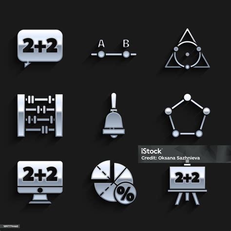 Set Ringing Bell Graph Schedule Chart Diagram Chalkboard Geometric