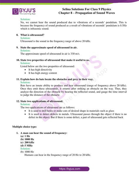 Selina Solutions Class 9 Concise Physics Chapter 8 Propogation Of Sound Waves Download Free Pdf