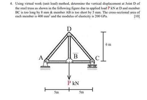 Solved 4 Using Virtual Work Unit Load Method Determine