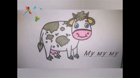 Малюємо корівку Lets Draw A Cow Корова му му Розмальовка для дітей Як намалювати корову