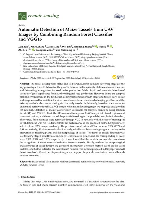 pdf automatic detection of maize tassels from uav images by combining