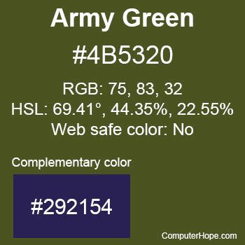 B Army Green HTML Color Code
