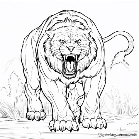 Free Saber Tooth Tiger Coloring Pages