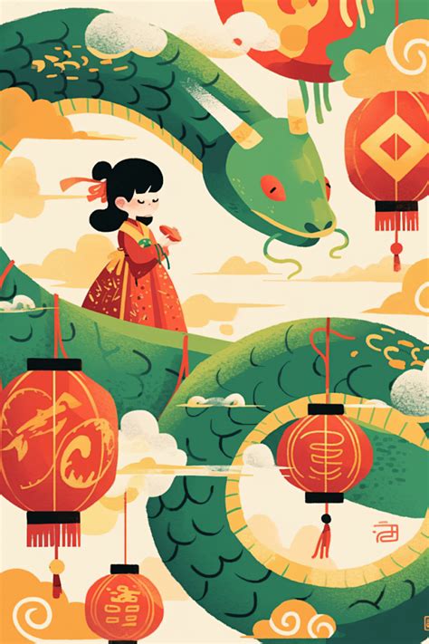 Ai数字艺术蛇年扁平化插画