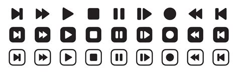 Media Player Control Icons Illustration Setplay And Pause Buttons