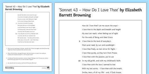 Gcse Sonnet 43 How Do I Love Thee By Elizabeth Barrett Browning