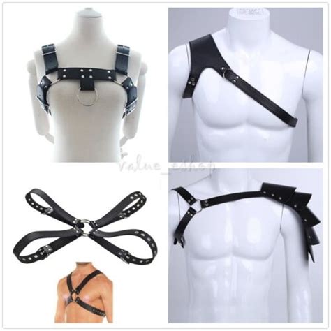 Mens Pu Leather Full Body Chest Harness Buckle Strap Lingerie Clubwear Costume Ebay