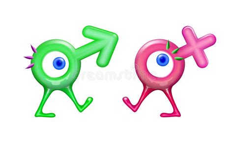 Icon Realistic Plastic Male And Female Cartoon Character Toy Sign Gender In D Vector