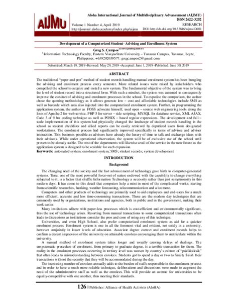 Pdf Development Of A Computerized Student Advising And Enrollment System