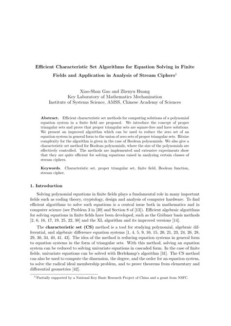 Pdf Efficient Characteristic Set Algorithms For Equation Solving In Finite Fields And
