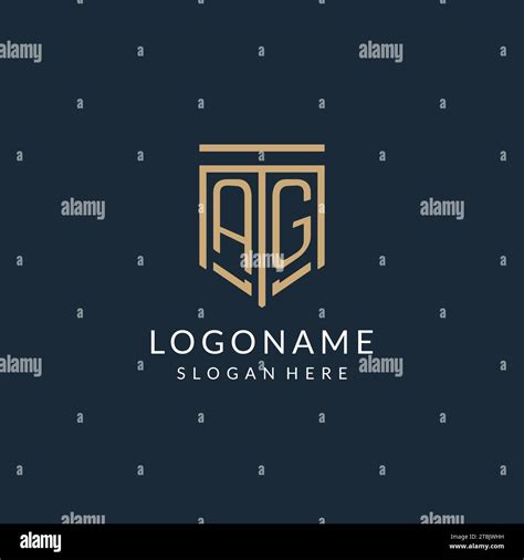 Initial Ag Shield Logo Monoline Style Modern And Luxury Monogram Logo