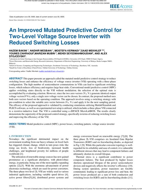 Pdf An Improved Mutated Predictive Control For Two Level Voltage